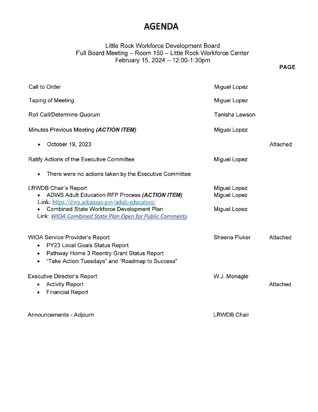 2024 Agendas and Executive Director Reports - LRWDB